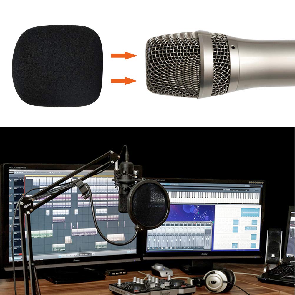 YOTINO Microphone pop filter- Dual Layered Pop Wind Screen,Flexible 360°Gooseneck Clip Stabilization Arm Mic Cover Foam windscreens for Blue Yeti,Yeti Pro Condenser Microphone 2 in 1 Pack