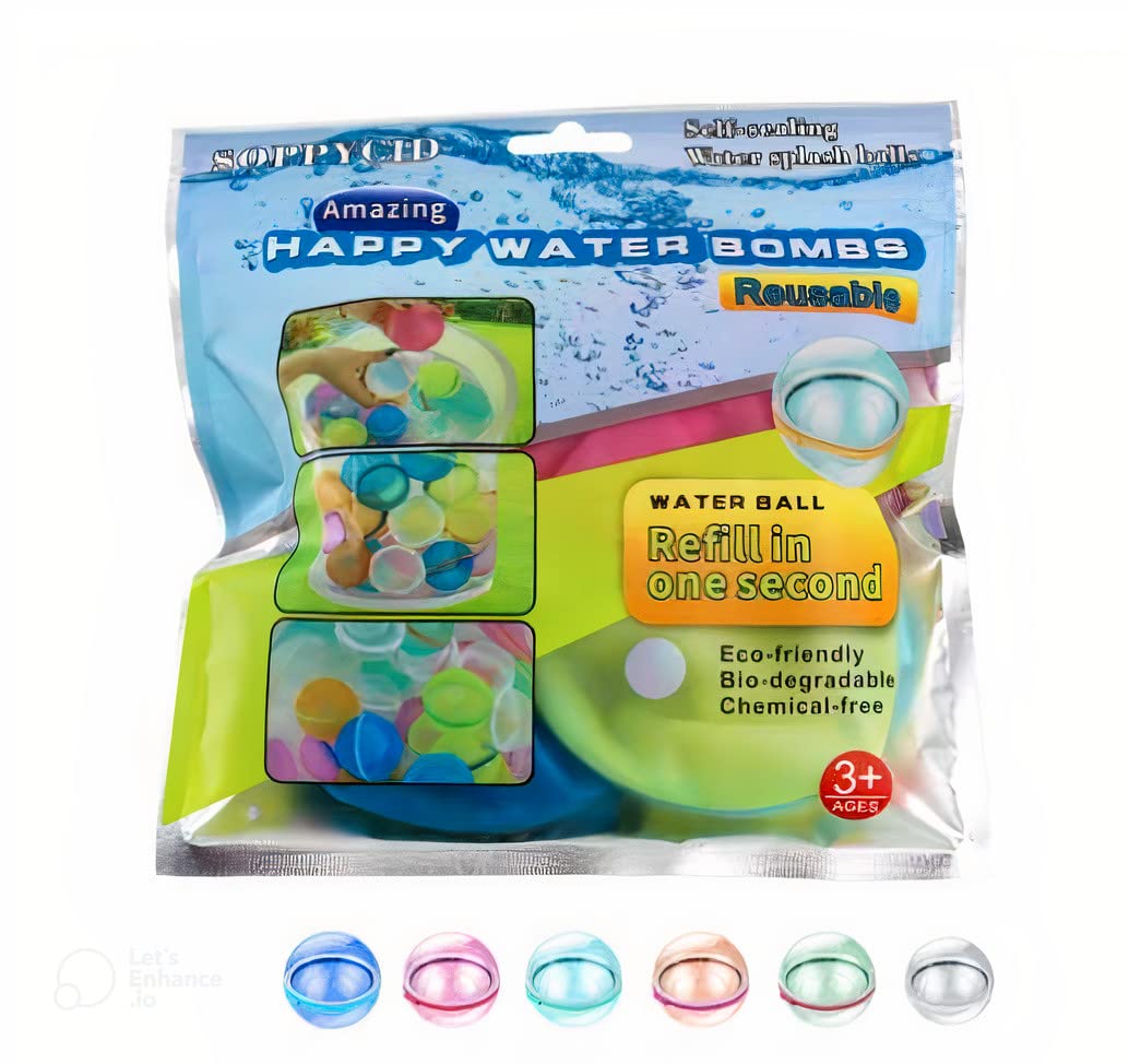 Summer Special: (5pcs) Reusable, Eco-friendly Water Balloons for Adults and Kids, Quick Fill and Self Sealing Party Balls, Multicolor