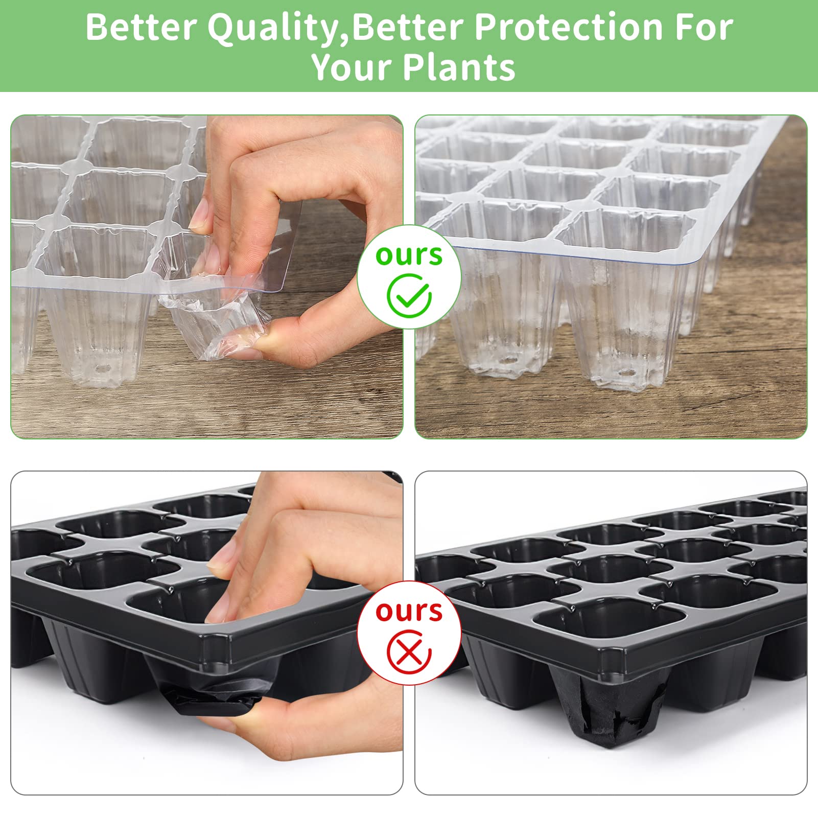 TIEBOLA Seed Starter Kit with Grow Light - Durable Seed Tray, 80-Cell Germination Trays with Drain Hole, with Humidity Dome, and Thermometer Hygrometer, Humidity Dome for Seed Growing Germinating.