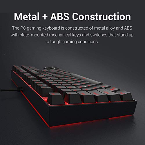 Wired Gaming Keyboard 87 Keys RGB LED Backlight Ergonomic Design Mechanical Keyboard