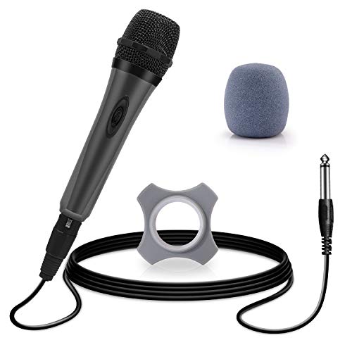 Wired Karaoke Micrphones,Handheld Dynamic Vocal Microphone,Unidirectional Mic for Singing with On/OFF Switch and 10ft Detachable XLR Cable for Voice Amplifier,PA System, Singing Machine, Church(Gray)