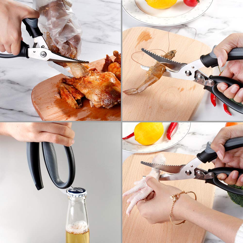 SZFIXEZ Kitchen Scissors Heavy Duty Poultry Shears for Cutting Meat, Seafood,Chicken Bone Game Poultry Chopping Food - Stainless Steel Spring Loaded Scissors
