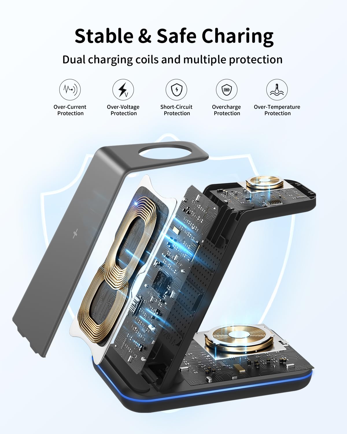 Wireless Charger for Samsung&Android: JoyGeek 3 in 1 Charging Station for Galaxy Watch5 Pro/4/3/Active2/1 - Phone Charger Stand for S23 Ultra/S22/S21/S20/Note 20, Z Fold&Flip Series, Buds2 Pro