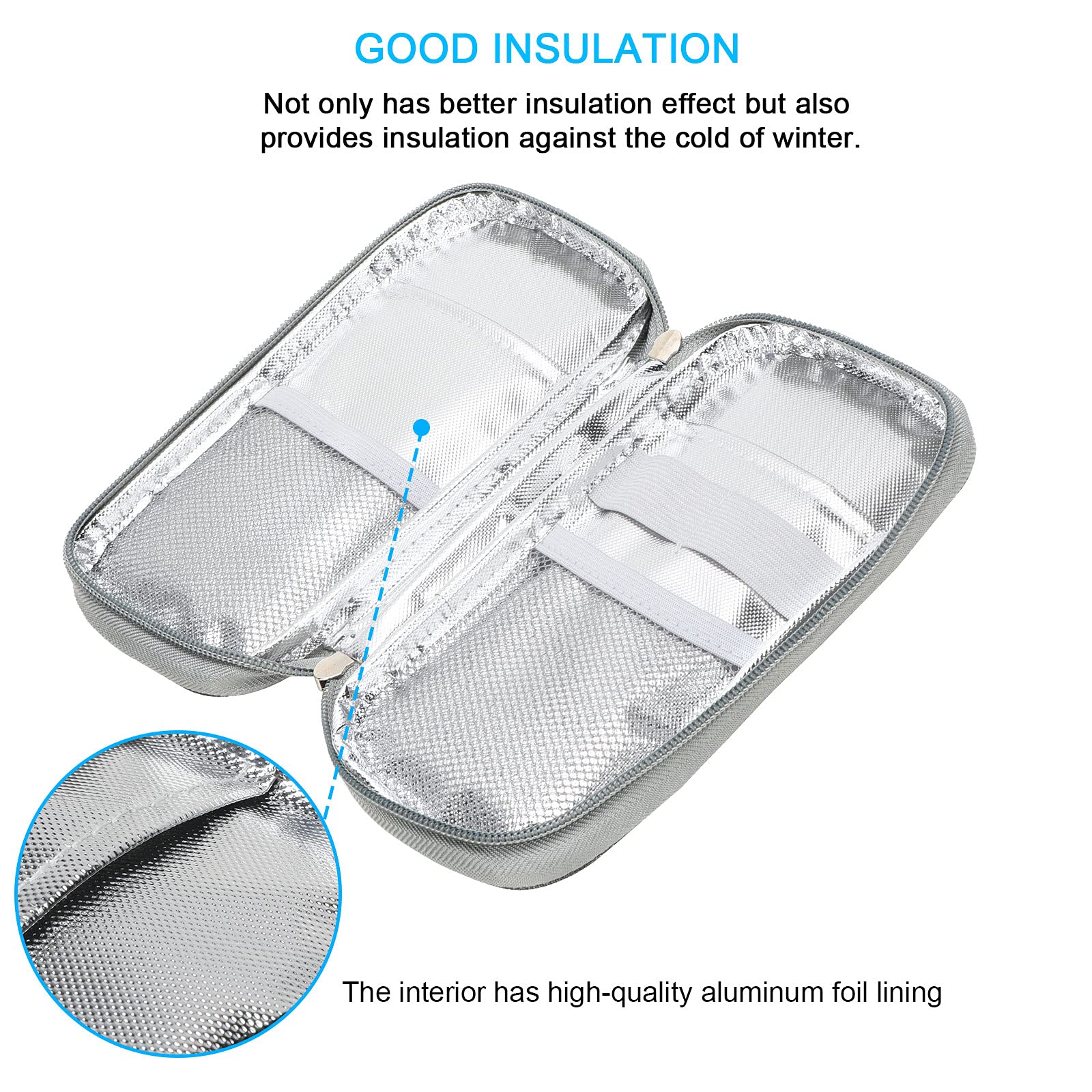 YOUSHARES Insulin Travel Case - Insulin Cooler Bag for Pen, Medicine, Pen Glucose Meter and Other Diabetic Supplies(Grey,Bag Only