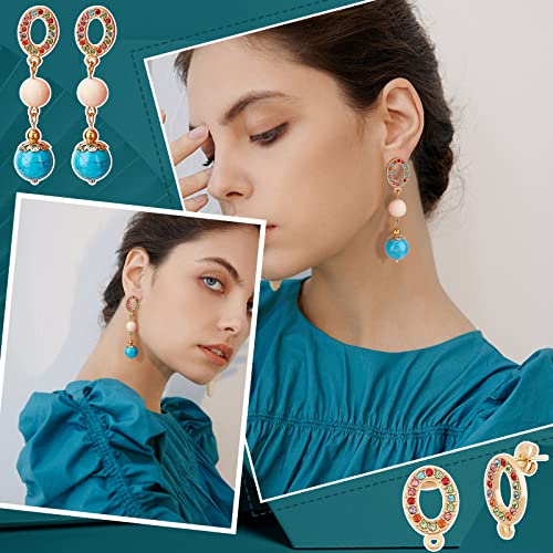 UNICRAFTALE 12Pcs 6 Colors Oval Stud Earring Findings Hypoallergenic Rhinestone Stud Earring with Loop Oval Earring with Ear Nut 0.8mm Pin Earring Posts for DIY Earrings Jewelry Making