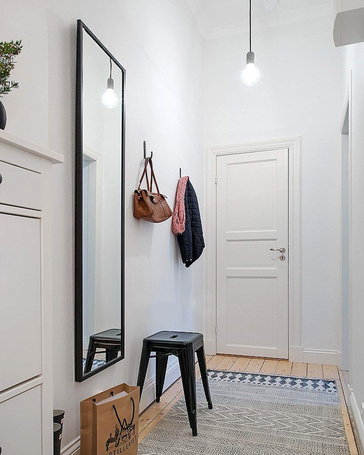 TinyTimes 65"×22" Full Length Mirror, Floor Mirror with Stand, Full Body Tall Mirror, Freestanding or Wall-Mounted, Brushed Thin Frame, for Bedroom, Liveing Room - Black