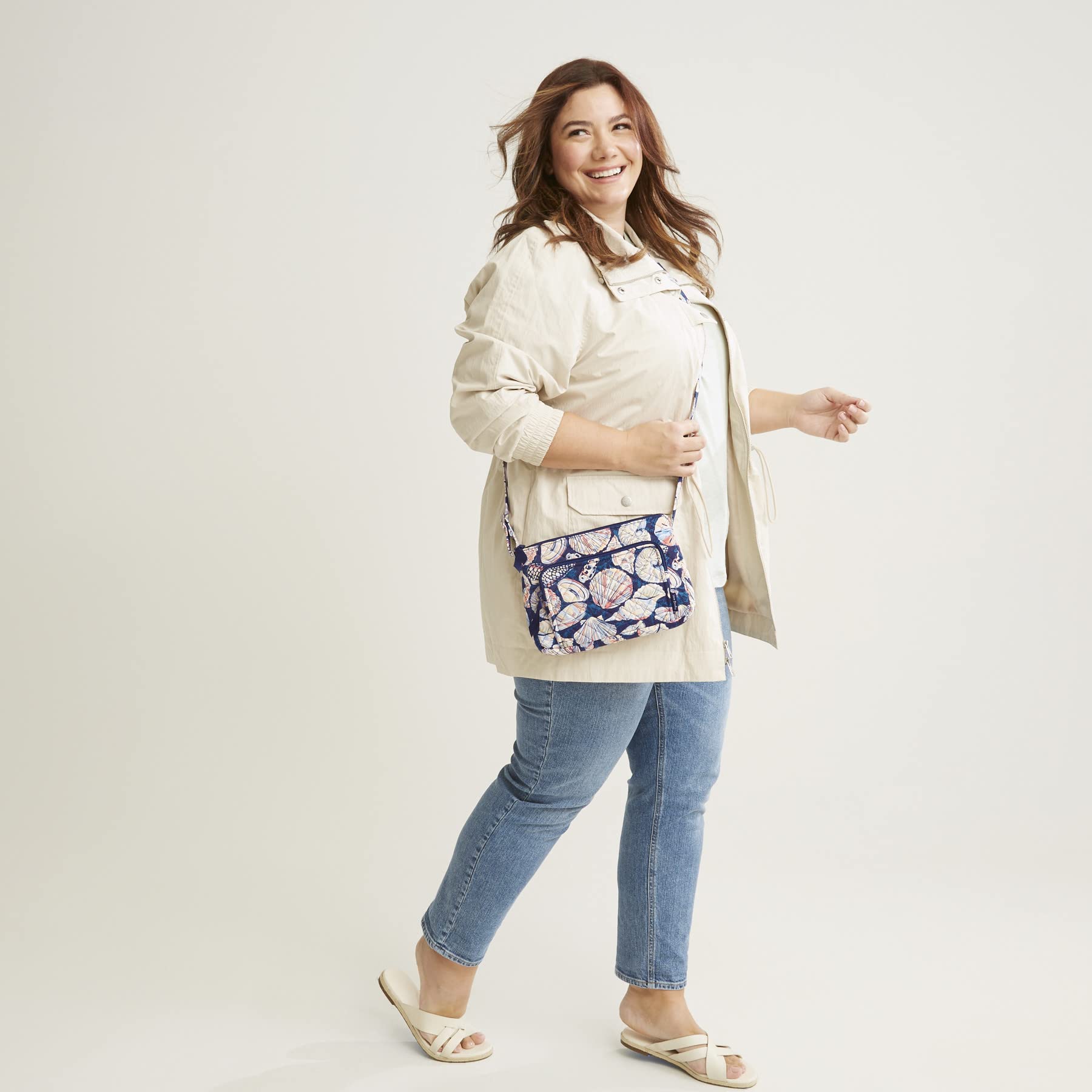 Vera Bradley Women's Cotton Little Hipster Crossbody Purse With RFID Protection, True Navy, One Size