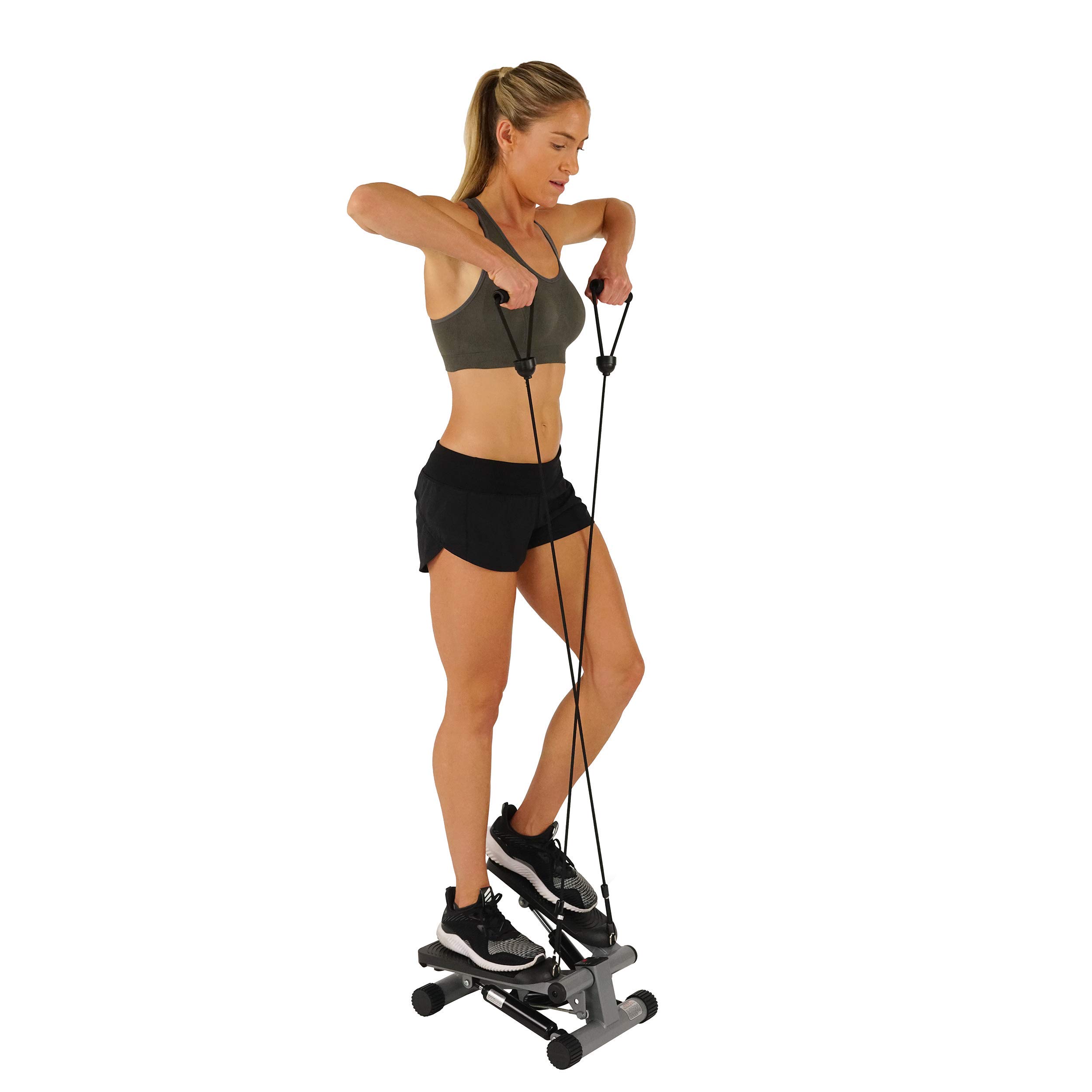 Sunny Health & Fitness Mini Stepper with Resistance Bands (Renewed)