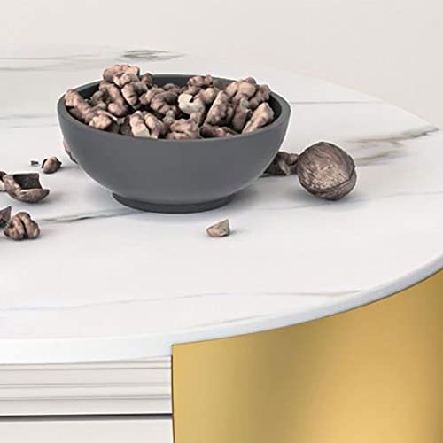 Sofa Side Table Couch Table Metal End Table with Sintered Stone Tabletop, Round Modern Side Table with Storage Shelves Table, 3 Tier Drum End Table Coffee Table for Living Room Bedroom End Tabl