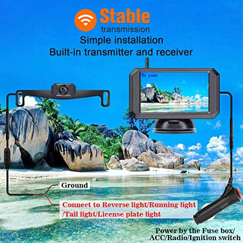 Wireless Backup Camera for Truck,LeeKooLuu F03 Bluetooth Backup Camera Digital Signals Rear View Camera System for Cars Campers Super Night Vision IP69 Waterproof DIY Guidelines