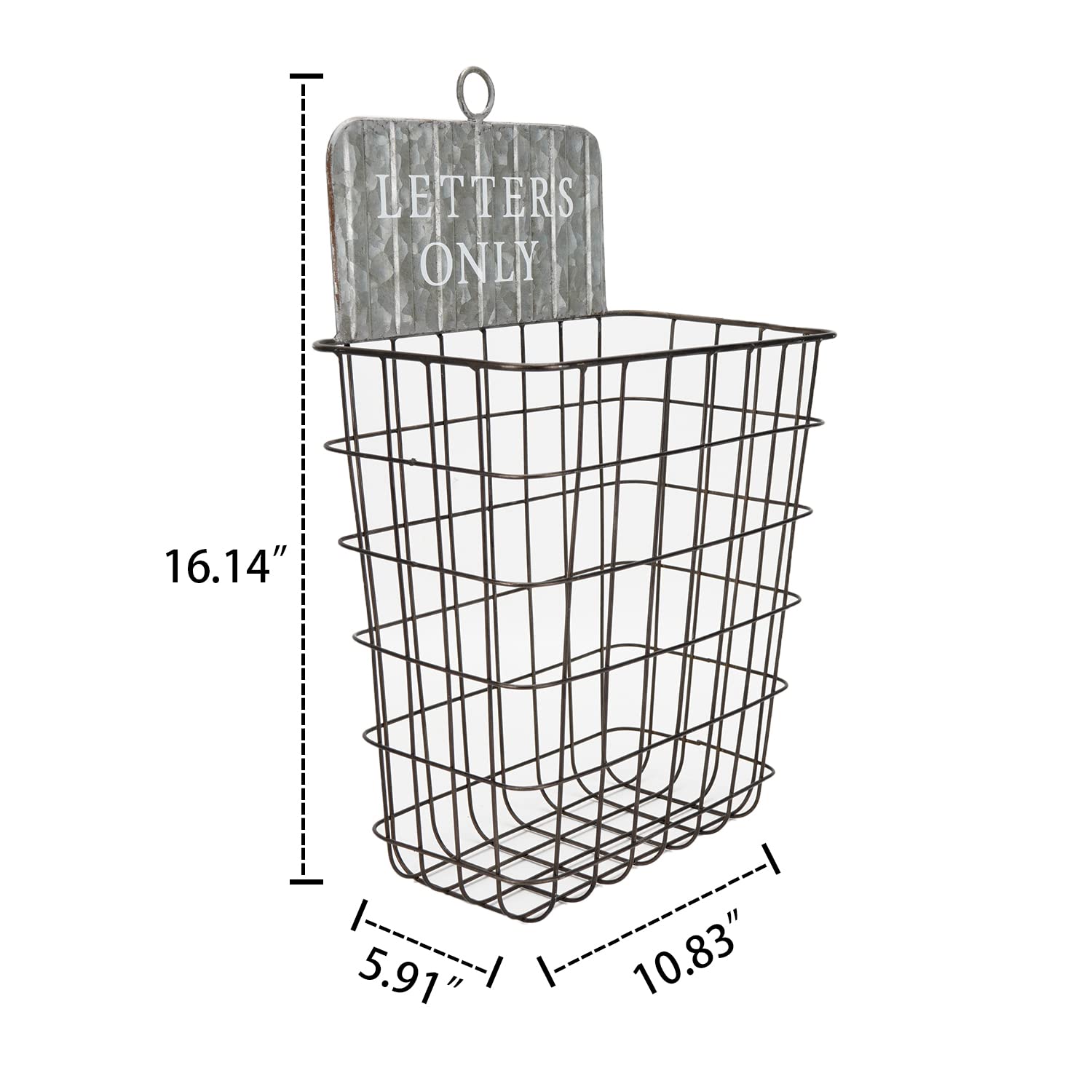 SOFFEE DESIGN Wall Mount Metal Mail Holder Basket Mail Organizer for Storage Postcard, Mail, Newspaper, Letter, Bill, Magazine, Home Office Wall Decor Hanging Letter Basket Mailbox