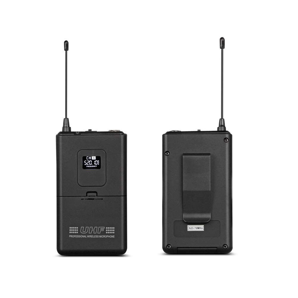 WENWEN Wireless Microphone System Pro UHF 4 Channel 4 Lavalier Bodypacks 4 Lapel Mic 4 Headsets for Karaoke System Church Speaking Conference Wedding Party