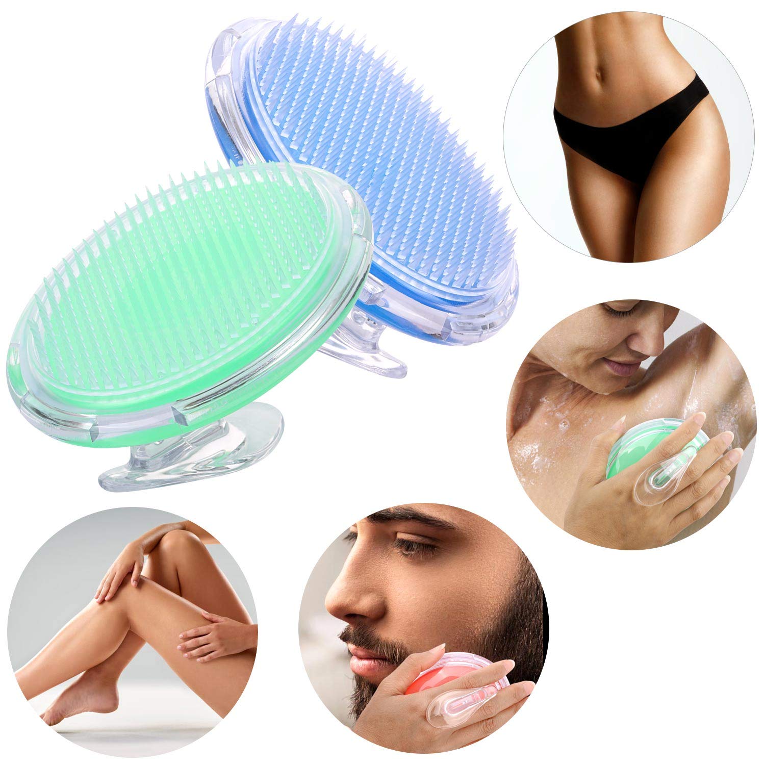 Tbestmax 3 Pcs Exfoliating Brush for Ingrown Hair, Body Scrubber, Blue Green Red