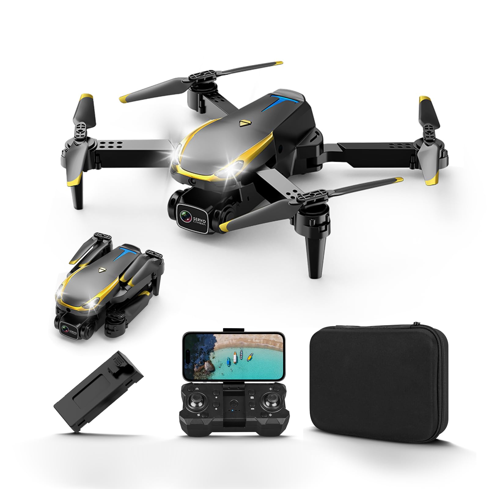 VERSAINSECT ni Drone with Camera, 720P HD FPV Video Foldable Remote RC Quadcopter Tes-la Toys