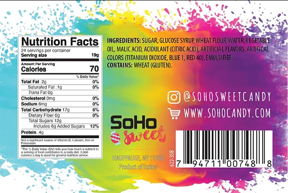 Soho Sweet Sour Belts Non-GMO Candy Belts β Sour Cotton Candy Belts, Halal Candy (Pack of 2, 1 Pound Each)