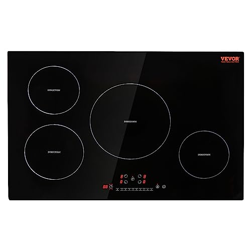 VEVOR Built-in Induction Electric Stove Top 30 Inch,4 Burners Electric Cooktop,9 Power Levels & Sensor Touch Control,Easy to Clean Ceramic Glass Surface,Child Safety Lock,240V