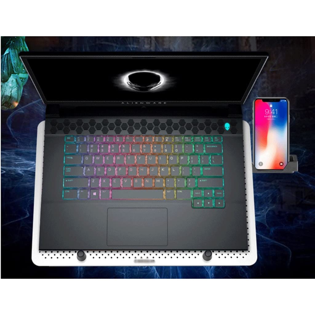 ZGJHFF Steel Mesh Panel LED Fan Adjustable Speed Control 10 "-17" Laptop Cooling Pad, Cooling Bracket