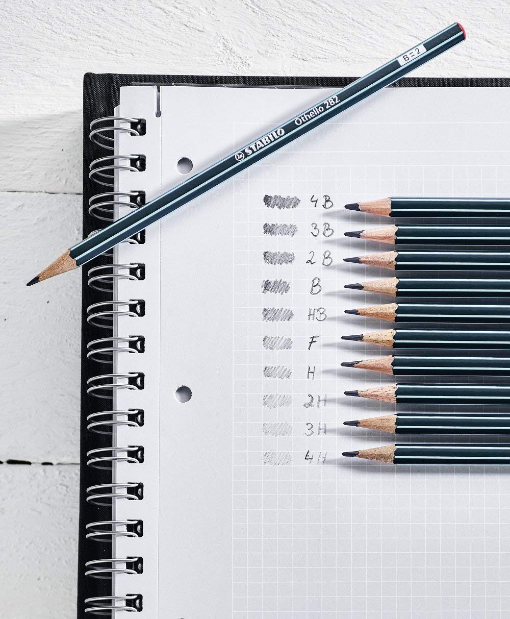 STABILO Othello 282/3H Pencil 3H Green with Stripes (Pack of 12)