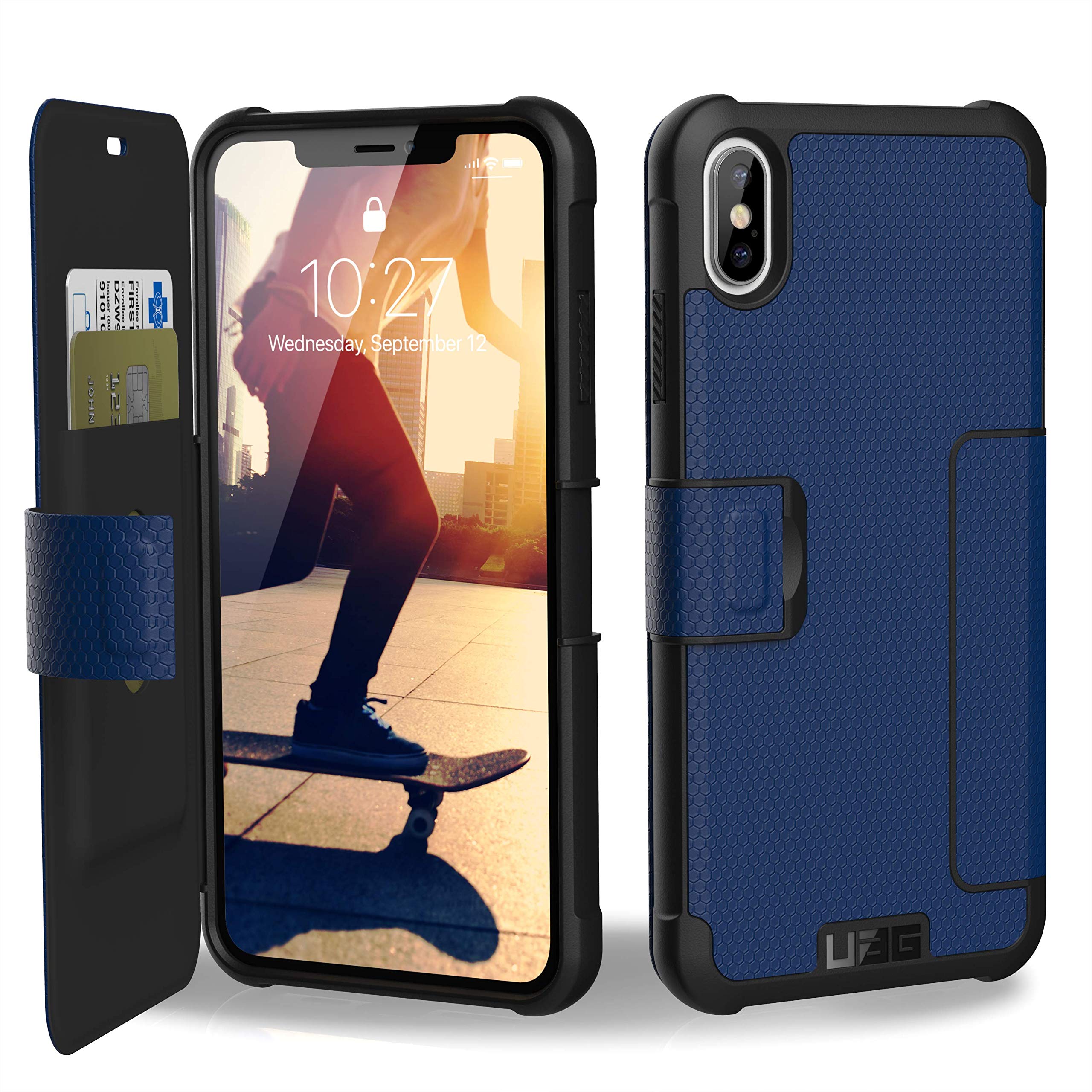 URBAN ARMOR GEAR UAG iPhone Xs Max [6.5-inch screen] Metropolis Feather-Light Rugged Folio[Cobalt] Military Drop Tested iPhone Card Case