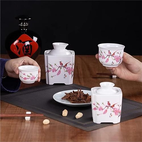 ZLXDP Square Hot Wine Pot Household Chinese Antique Wine Set Set Hot Warm Wine Pot Ceramic Warm Wine Ware