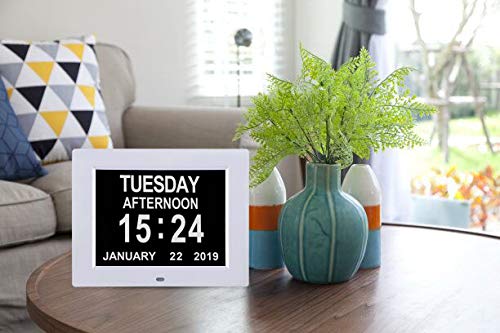 TMC [Newest 8 Inch Digital Day Clock for Seniors - Large Clock with Day Date for Elderly with Large Number,12 Alarm Options for Dementia, Alzheimer