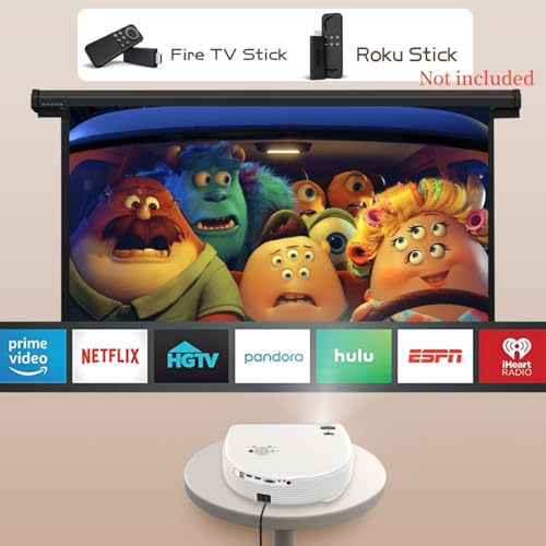 WiFi Projector Support 5.0 Bluetooth Transmitter, WiMiUS Mini Projector 1080P and 4K Support, 300’’ Screen Zoom Compatible with Smartphone (Wirelessly) PC TV Stick Chromecast PS5
