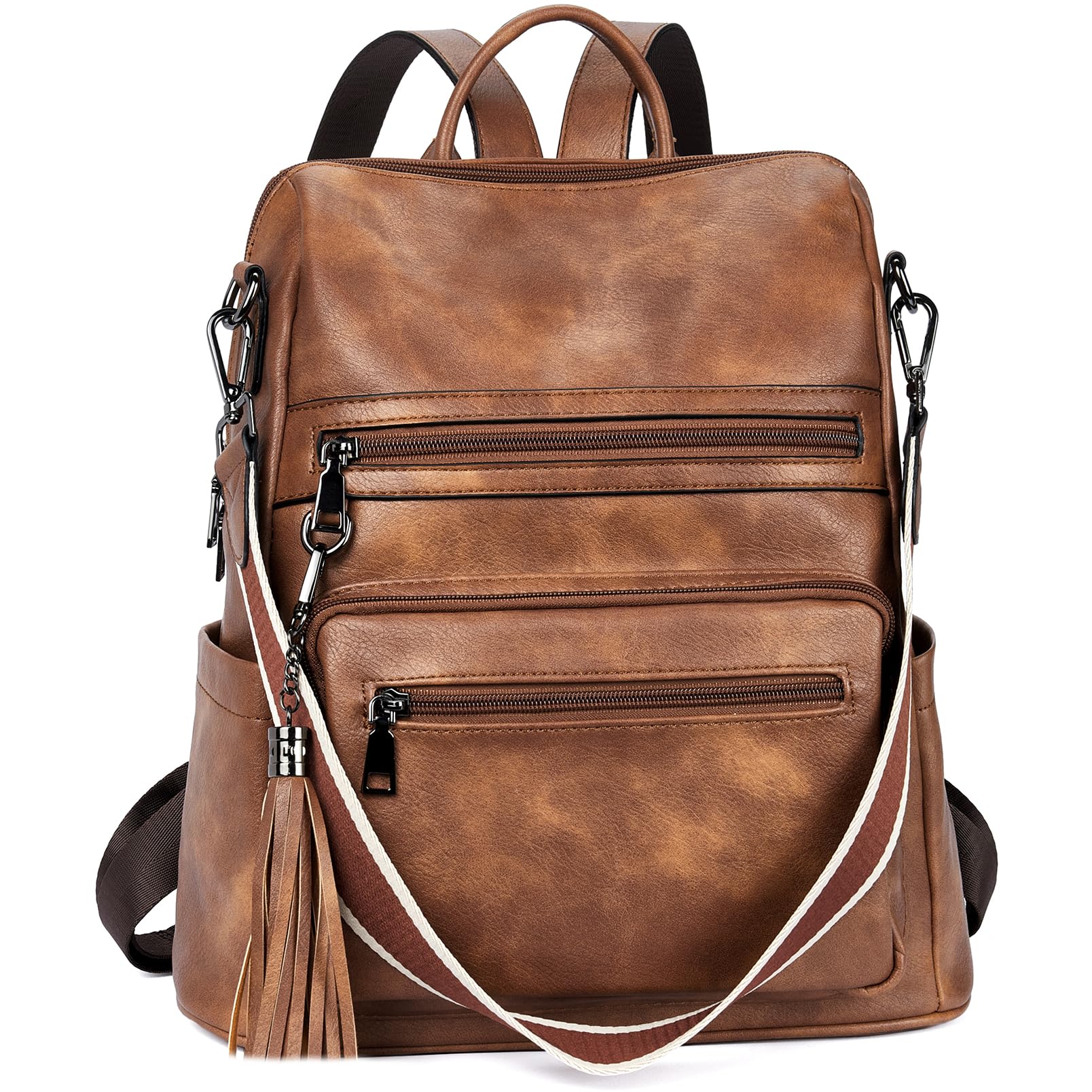 Telena Womens Backpack Purse Vegan Leather Large Travel Backpack College Shoulder Bag with Tassel Yellow