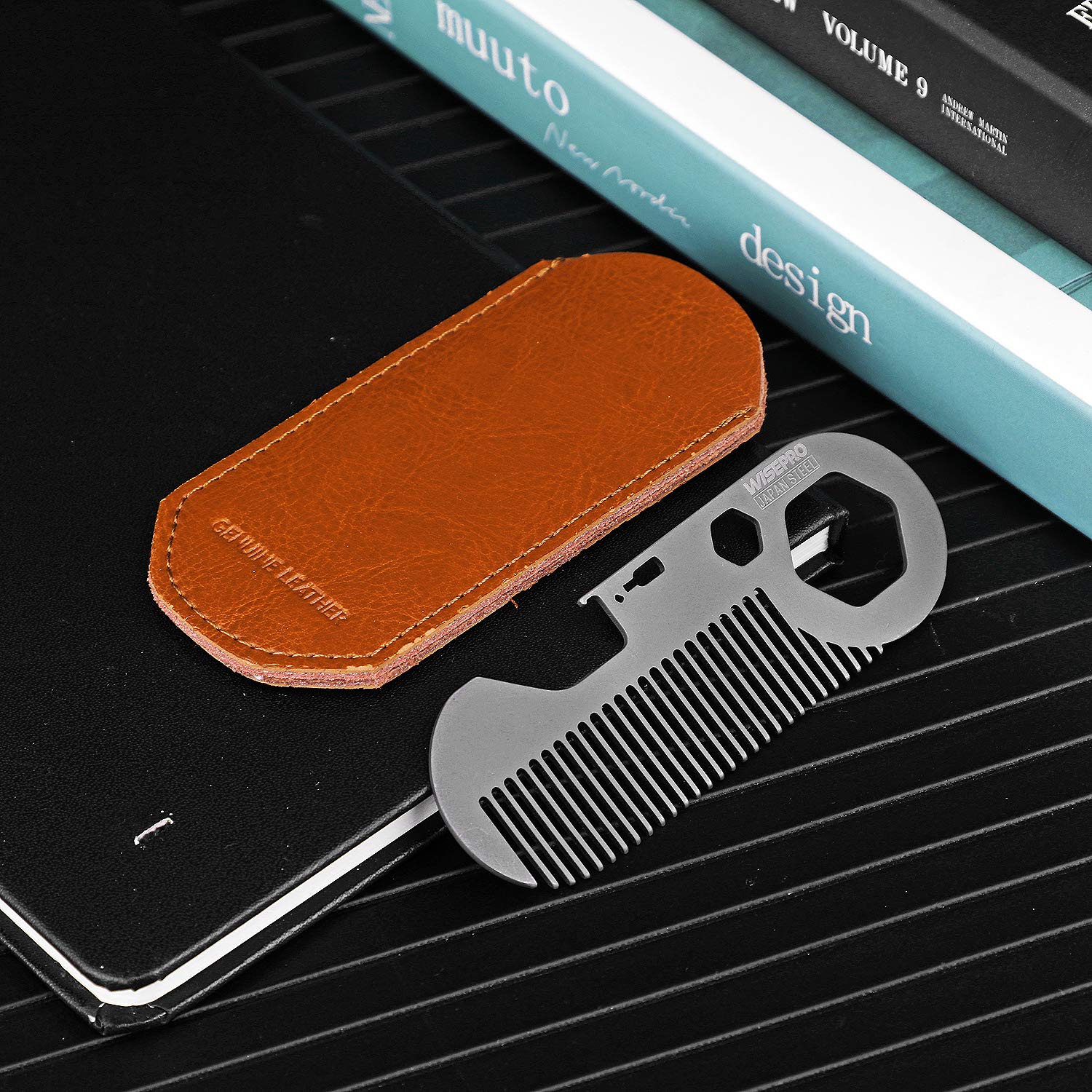 WISEPRO Beard Mustache Comb Fine Toothed Beard Comb Keychain Comb,Suitable For Beard Care Facial Hair Grooming(Black Circle Corkscrew)