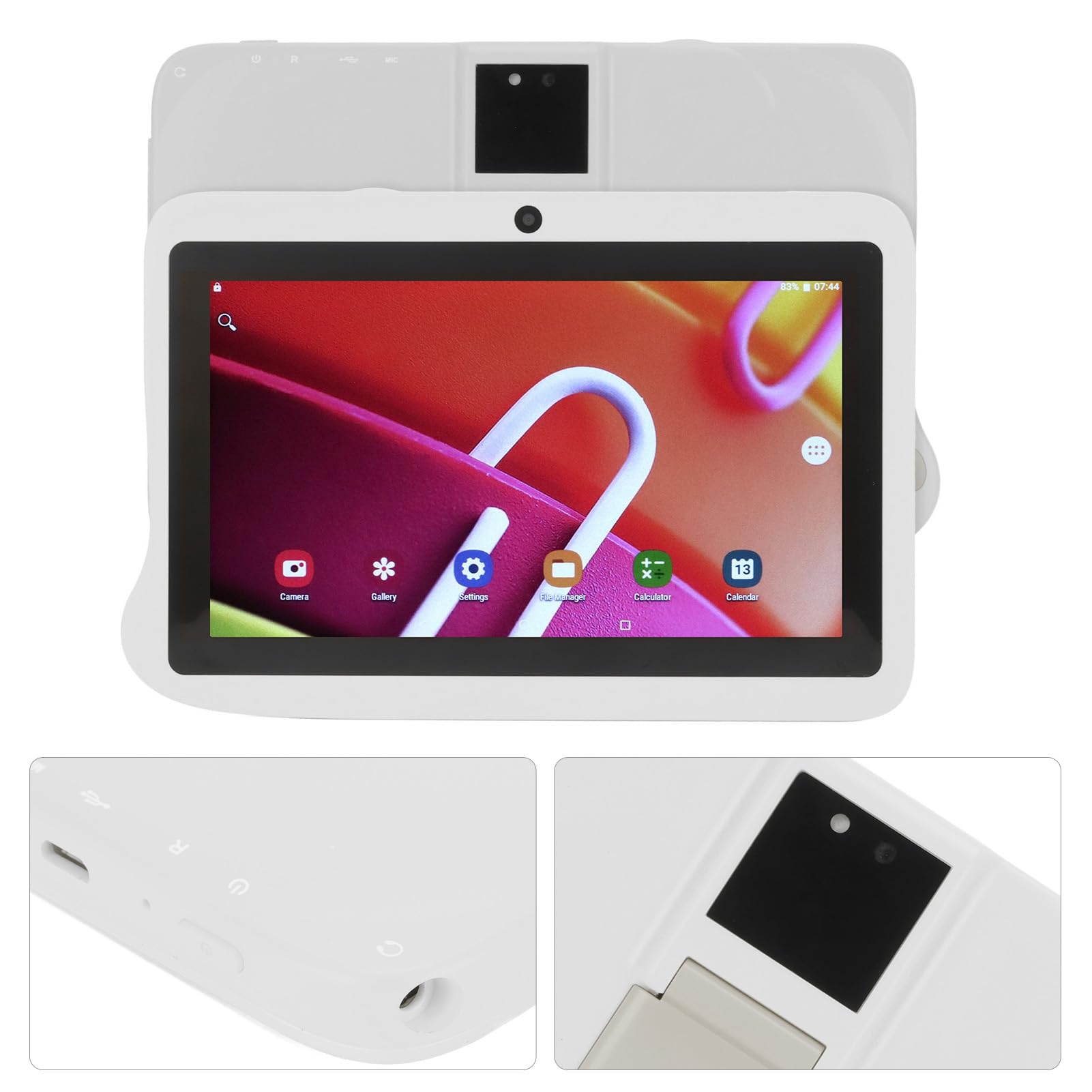 Zyyini 7in Kids Tablet IPS HD Display Large Capacity 4G 128G Memory 5GWifi Dual Band Toddler Tablet 100‑240V (White)