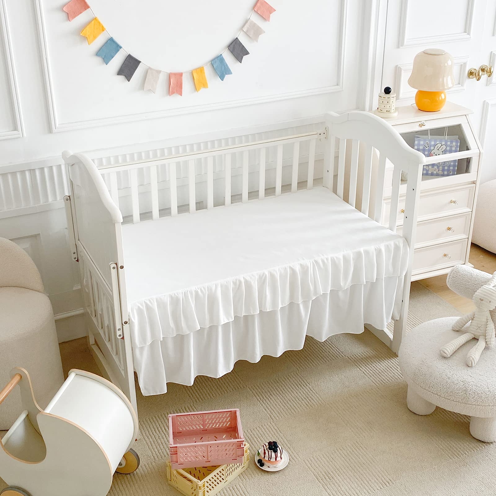 UOZZI BEDDING 3 Pieces Crib Bedding Set Baby Tassels Comforter with Fitted Sheet and Pillow Green