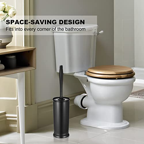 Toilet Bowl Brush Holder Set: 2 Pack Modern Deep Cleaning Bathroom Toilet Scrubber with Caddy for Rv - Rim Decorative Accessories Cleaner Brushes for Toilet - Black