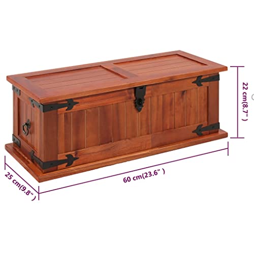 vidaXL Solid Acacia Wood Storage Chest/Coffee Table with Secure Latch and Side Handles, Brown