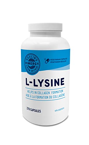 Vimergy L-Lysine 500MG Capsules, 270 Servings – Essential Amino Acid – Supports Immune System, Healthy Skin, Muscles, Bone & Tissue – Vegetarian, Non-GMO, No Gluten, Kosher (270 count)