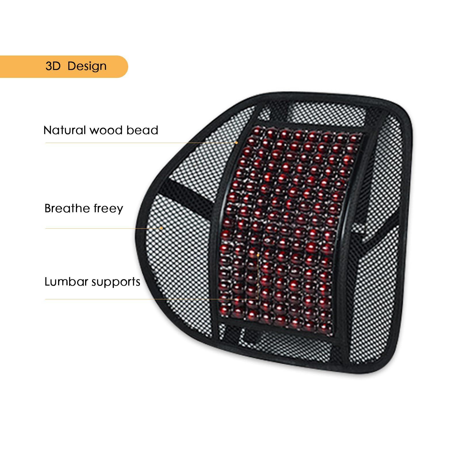 WOWESOTICA Lumbar Support, Breathable Mesh Ergonomic Designed Back Support, Comfort and Lower Back Pain Relief for Car, Office Chair(4 Pack Red)
