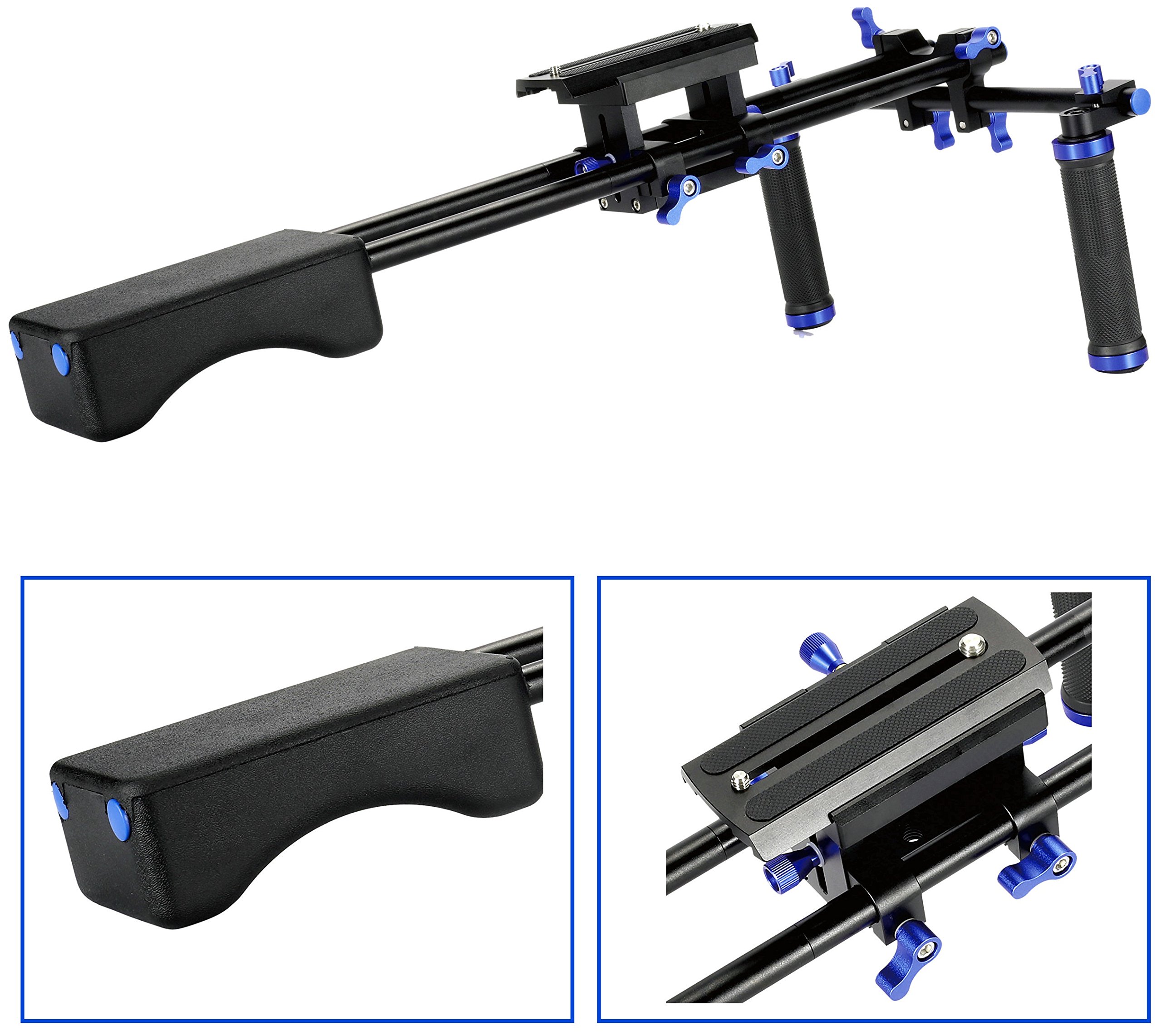 SunSmart Pro DSLR Rig Video Camera Shoulder Mount Kit Including DSLR Rig Shoulder Support, Follow Focus F0, Matte Box M1, Adjustable Platform, Top Handle and C-Shape Support Cage