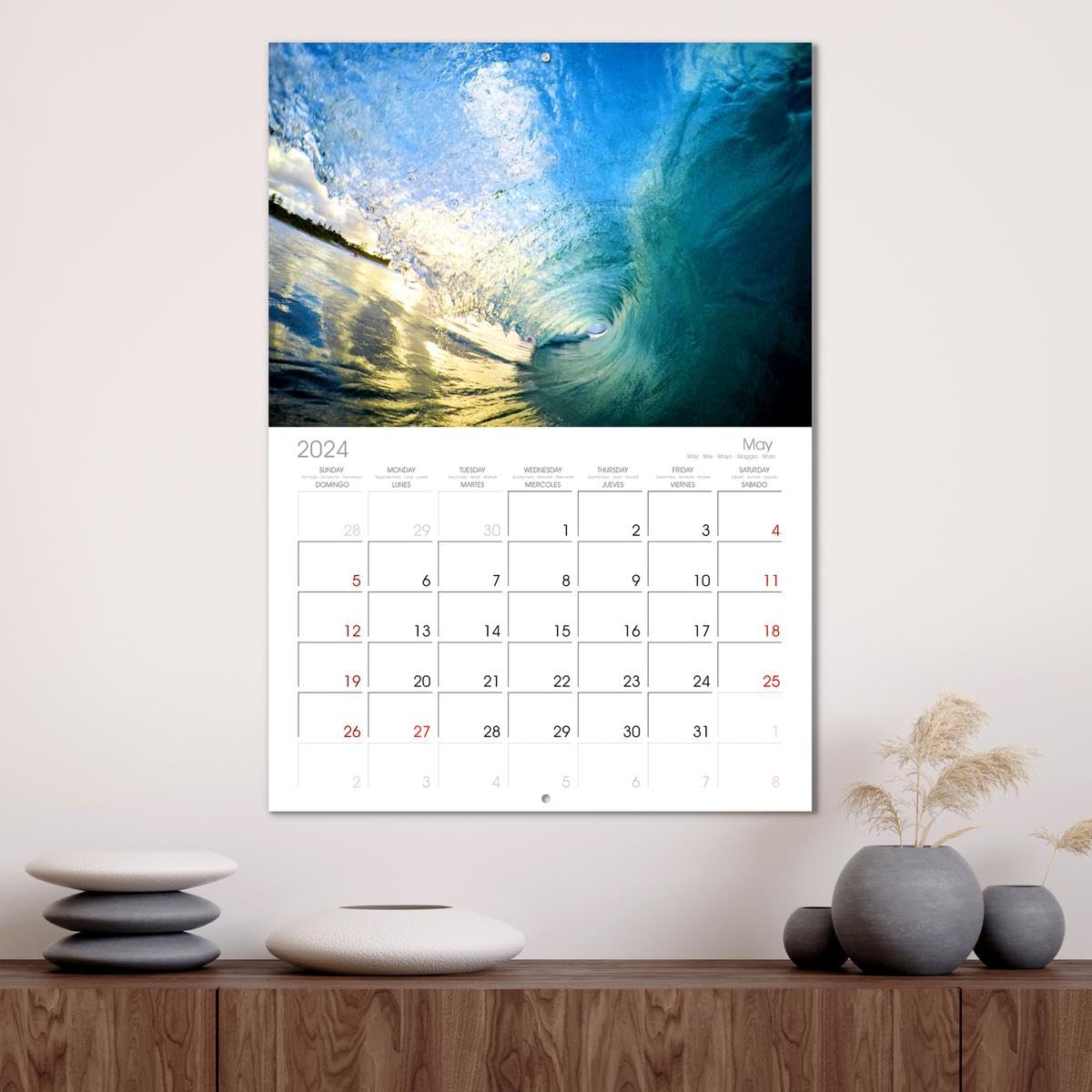 Surfen - from Inside the Barrel (Monthly Wall Calendar 2024 11.7" x 16.5" (open)), CALVENDO 14 Month Calendar
