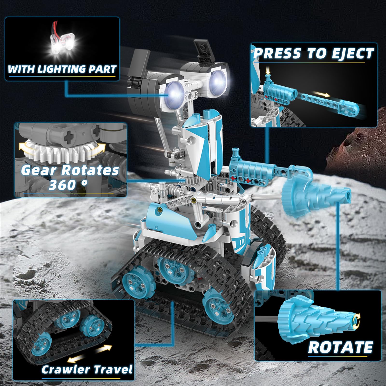 Suplanet STEM Robot for Kids Ages 8-14, 5-in-1 Remote Control and APP Programmable Robot Toys - 720 Pcs DIY Building Science Educational Kit, Building Block Birthday Gift for Teen Boys Girls