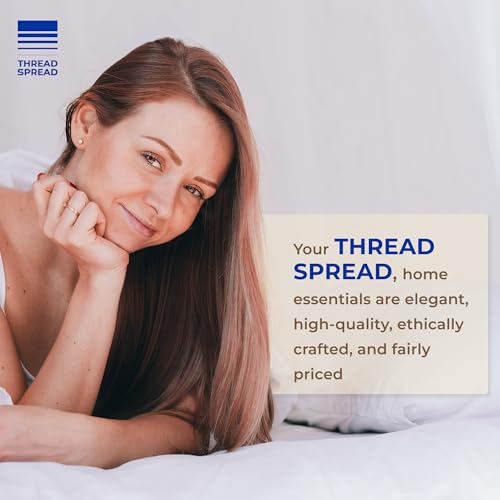 THREAD SPREAD 100% Egyptian Cotton Sheets Queen Size - 600 Thread Count Sheets Queen, 4 PC White Luxury Sheets Queen Size, Extra Soft, Cooling Sateen Weave Deep Pocket Sheet, Fits Mattress upto 18"