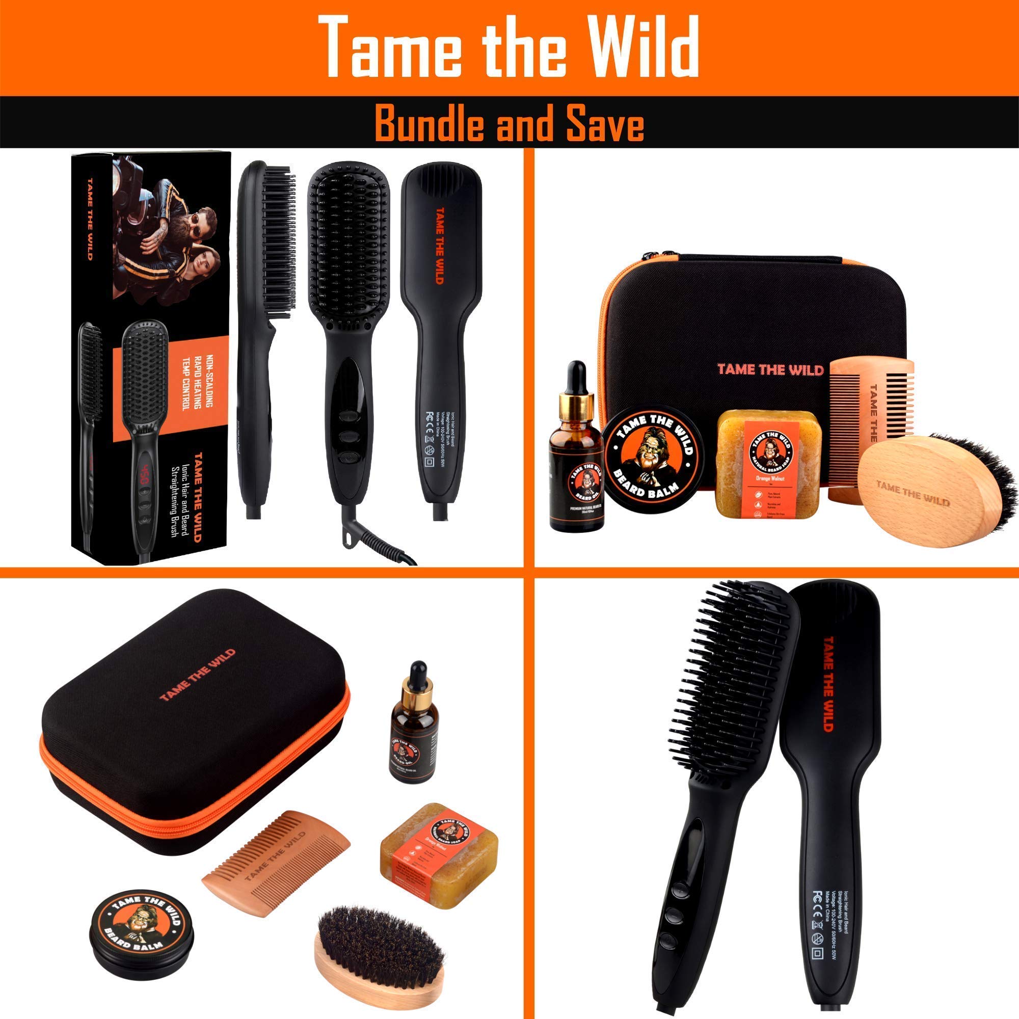 Tame's Beard Straightener for Men and Tame's Premium Grooming Kit Bundle