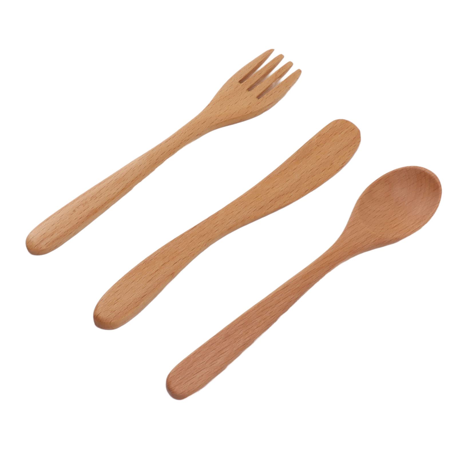 Wooden Flatware Set Utensil Cutlery Fork Spoon Kitchen Cutlery Set Beech Japan Knife Fork Spoon Beech Wooden Cooking Utensil for Forking Table Spoon Flatware Sets