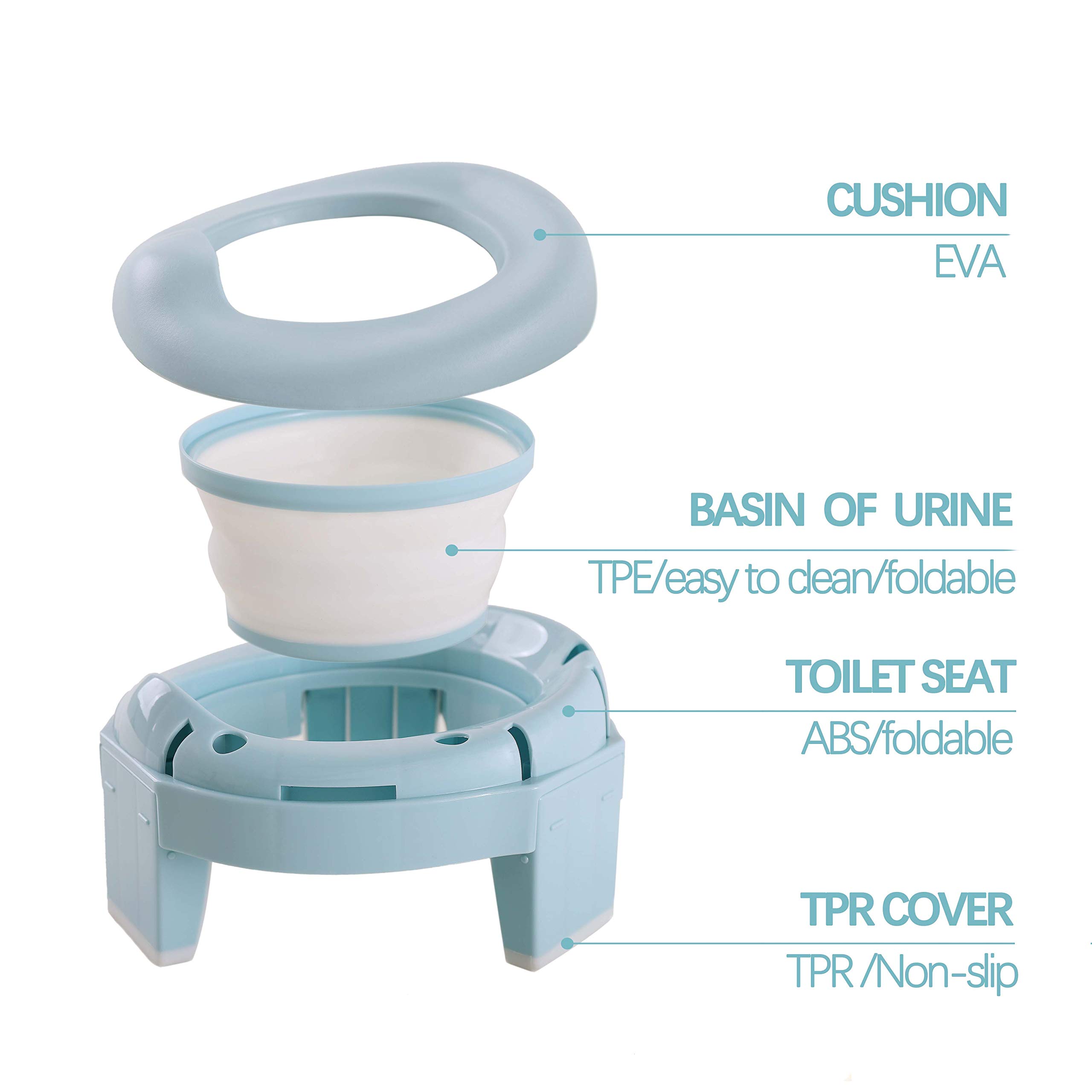 Travel Potty Kids Portable Folding Potty Training seat Children 3-in-1 Go Potty for Travel (Blue)