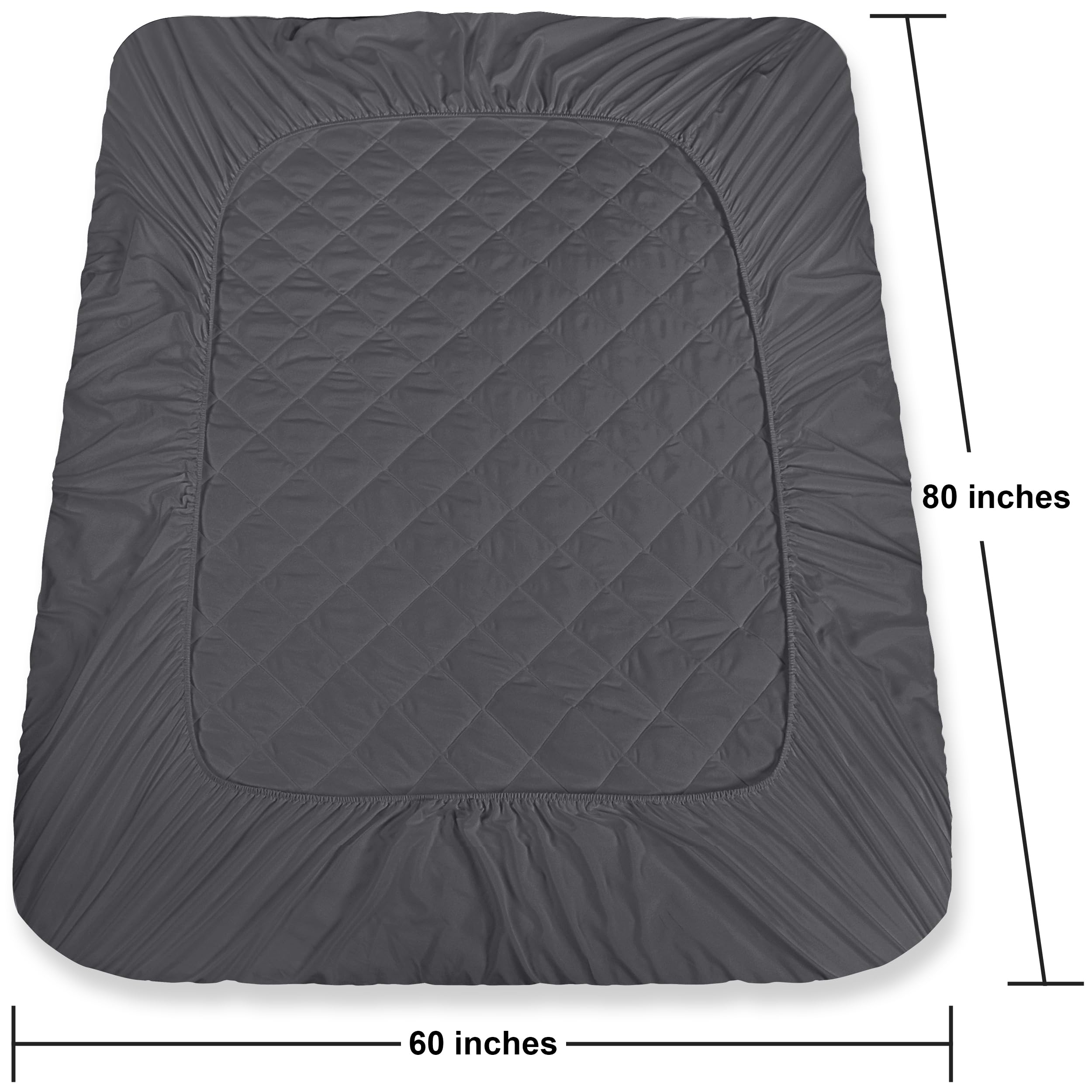 Utopia Bedding Quilted Fitted Mattress Pad (Queen, Grey) - Elastic Fitted Mattress Protector - Mattress Cover Stretches up to 16 Inches Deep - Machine Washable Mattress Topper