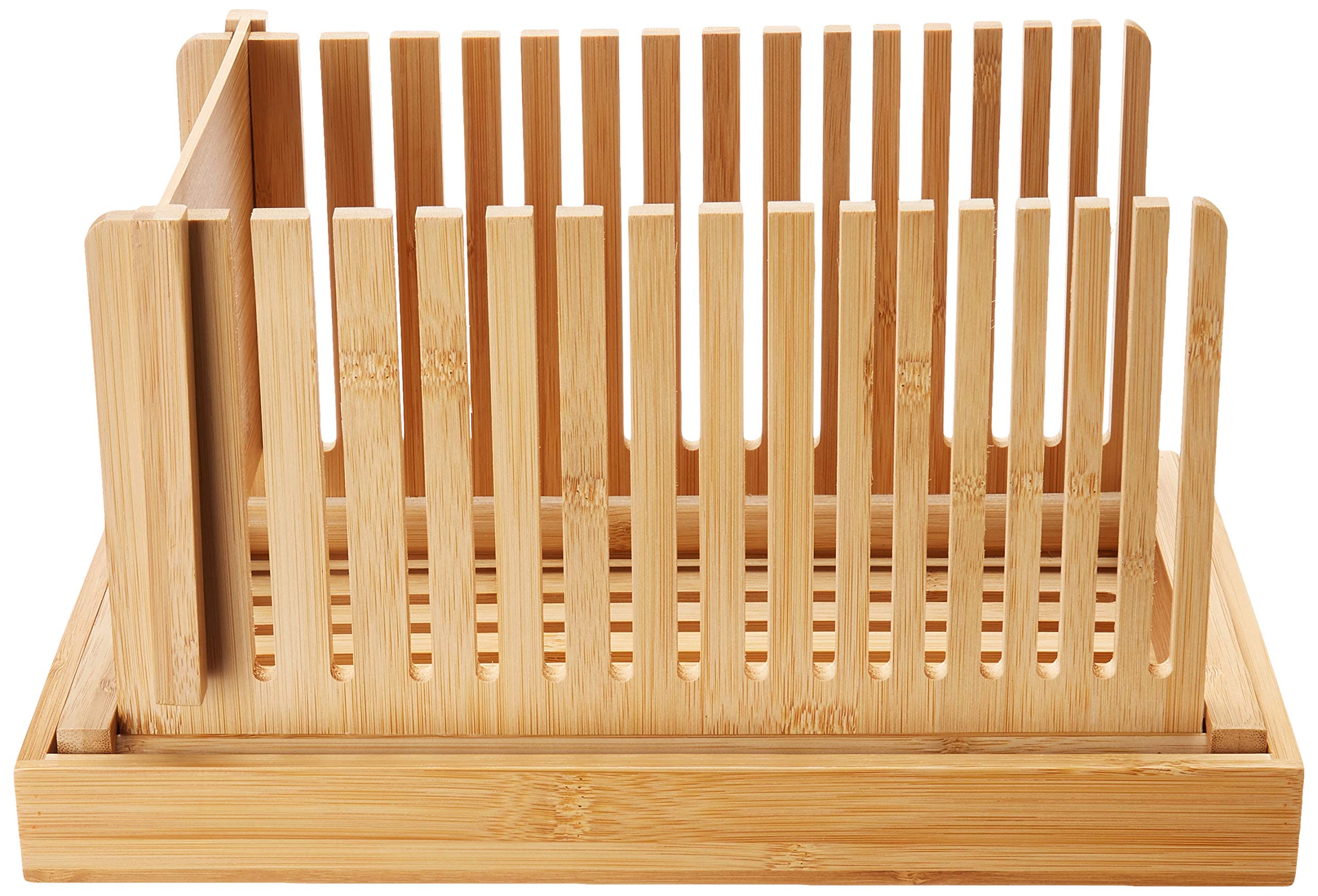 Swacole | Bamboo Bread Slicer Guide with Crumb Tray | Adjustable, Foldable, Storable | For Homemade or Store Bought Cakes & Loaves
