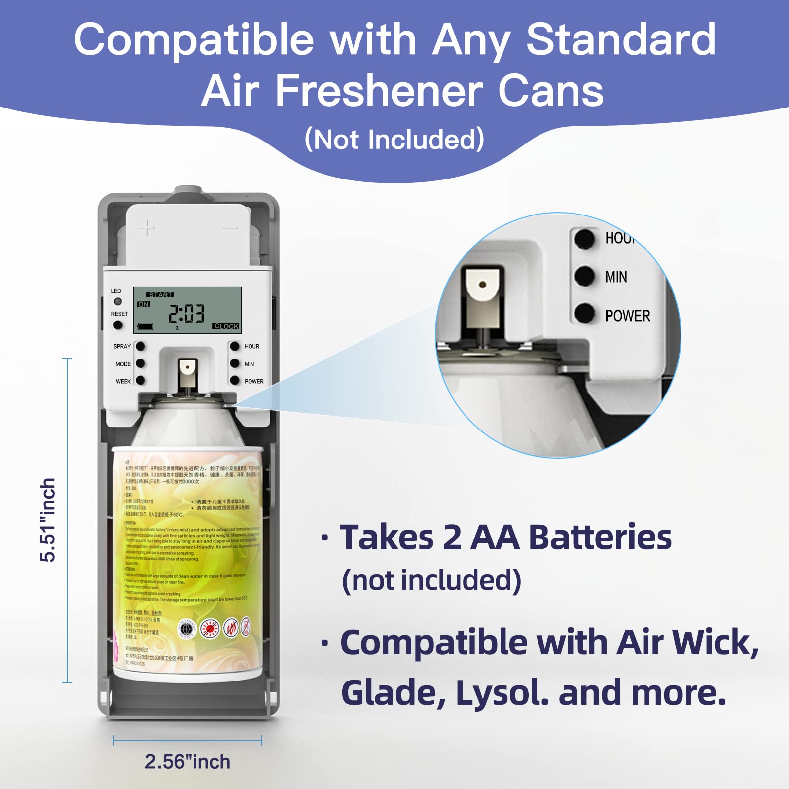 SVAVO Automatic LCD Fragrance Dispenser - Wall Mount/Free Standing ABS Auto Air Freshener Dispenser Programmable Aerosol Spray Perfume Dispenser for Bathroom, Hotel, Office, Commercial Place, Grey