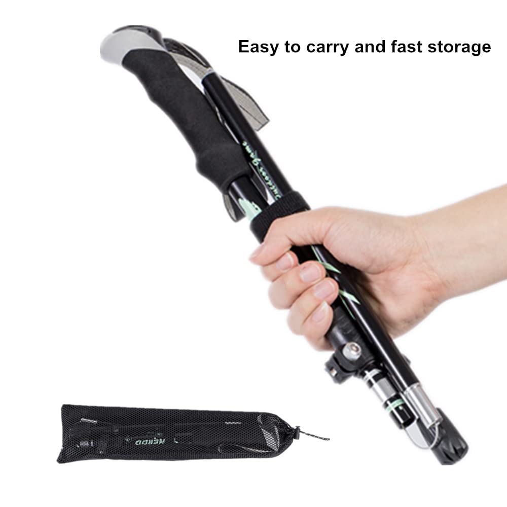 Trekking Pole,Collapsible Hiking Trekking Stick with Quick Lock System 7075 Aluminum EVA Grip Handle for Mountaining, Camping, Backpacking (Black)