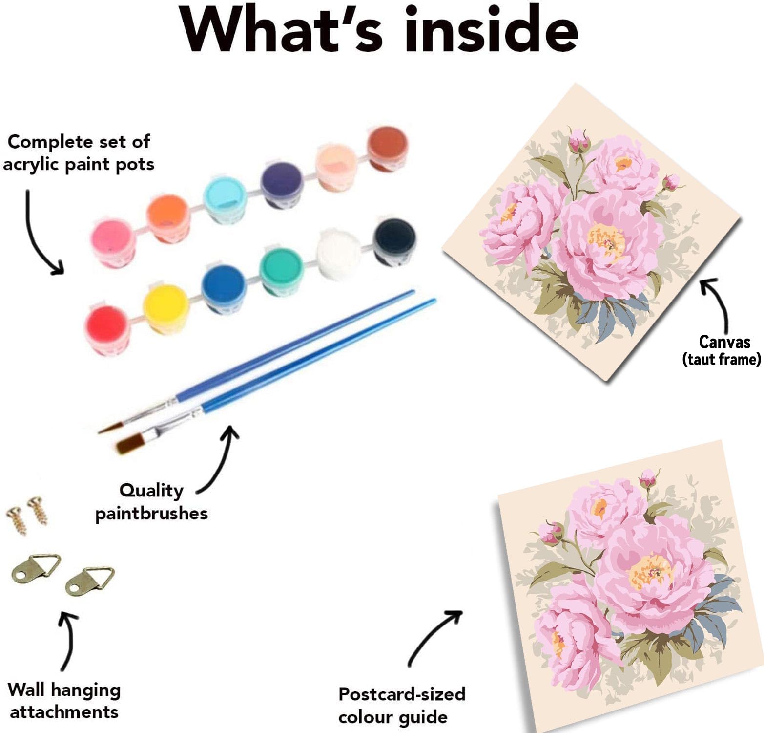 tigdtiu 2Pack Flowers Paint by Numbers Kit for Adults Beginner,Adult Paint by Number Kits On Canvas Framed, DIY Acrylic Painting Kit for Room Decor (8X8 in)