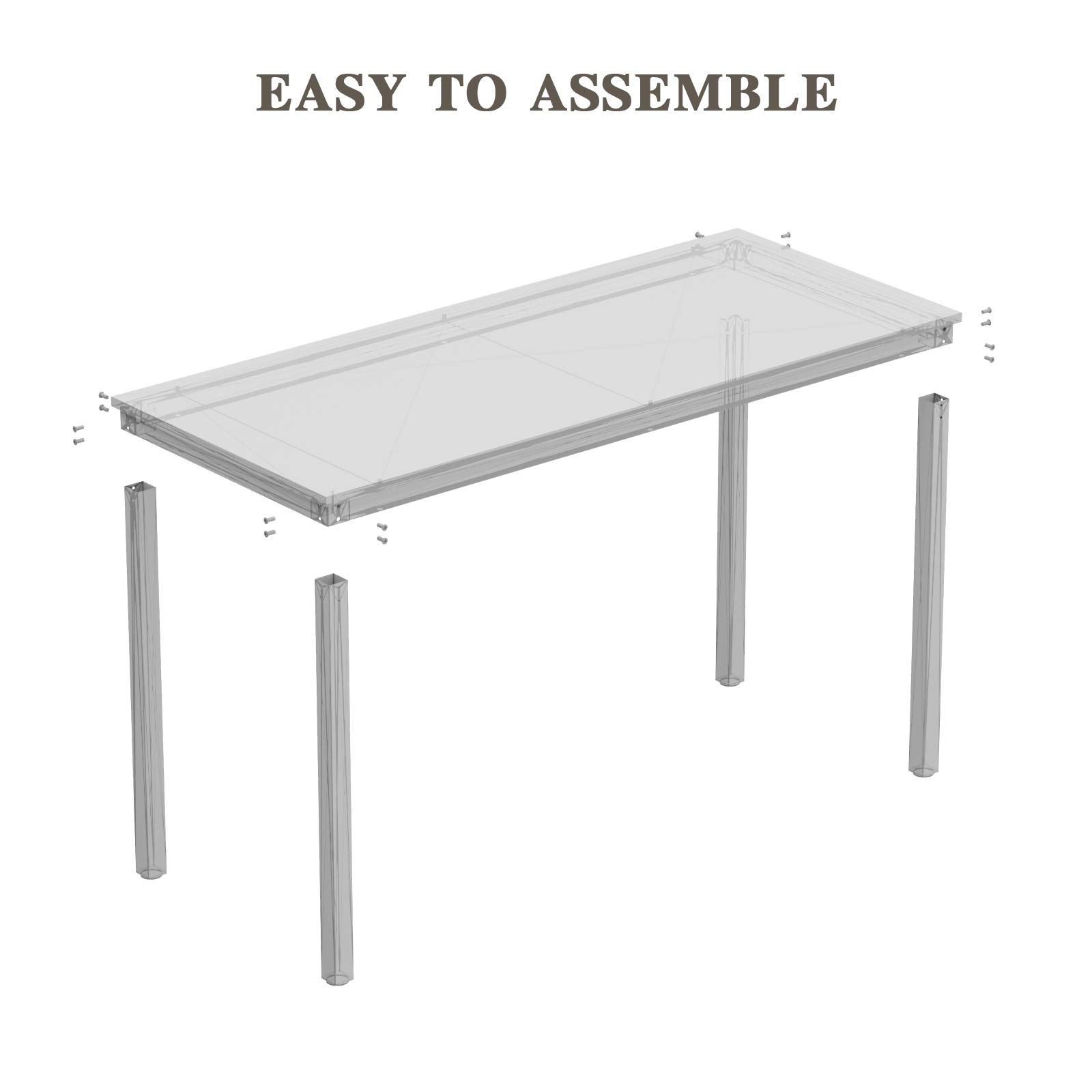Teraves Computer Desk/Dining Table Office Desk Sturdy Writing Workstation for Home Office (39.37β, Beige + White Frame)