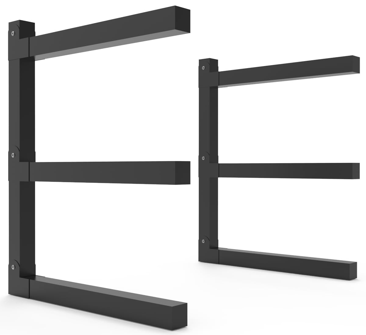 Tigerden Lumber Storage Metal Rack, 3-Level Wall-Mounted Organizer and Wood Rack, Indoor & Outdoor Storage Solution for Workshop or Garage - 1 Pack