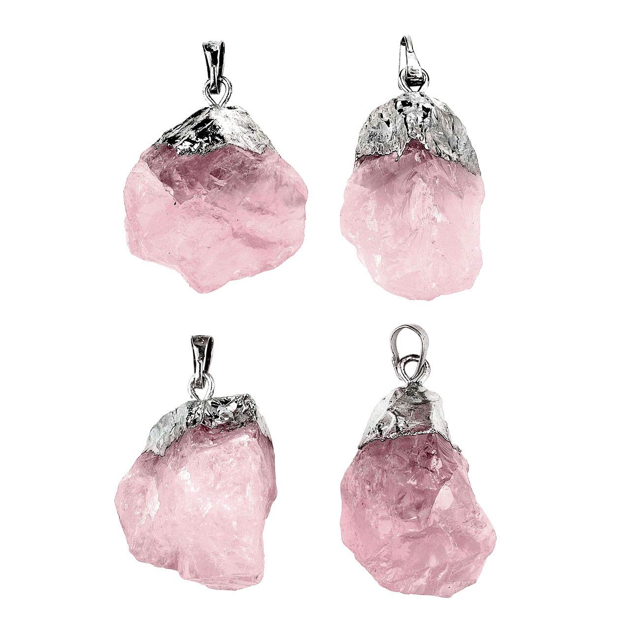 Top Plaza Reiki Healing Crystal Stone Pendant Necklace Irregular Natural Raw Rose Quartz Gemstone Necklaces for Womens
