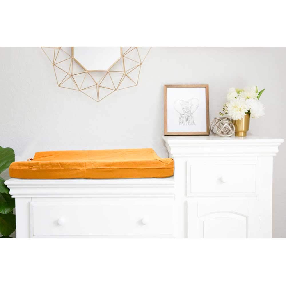 TANOFAR Linen Changing Table Pad Cover Baby Changing Pad Cover Yellow Changing Table Cover, Diaper Changing Pad Cover for Boy or Girl